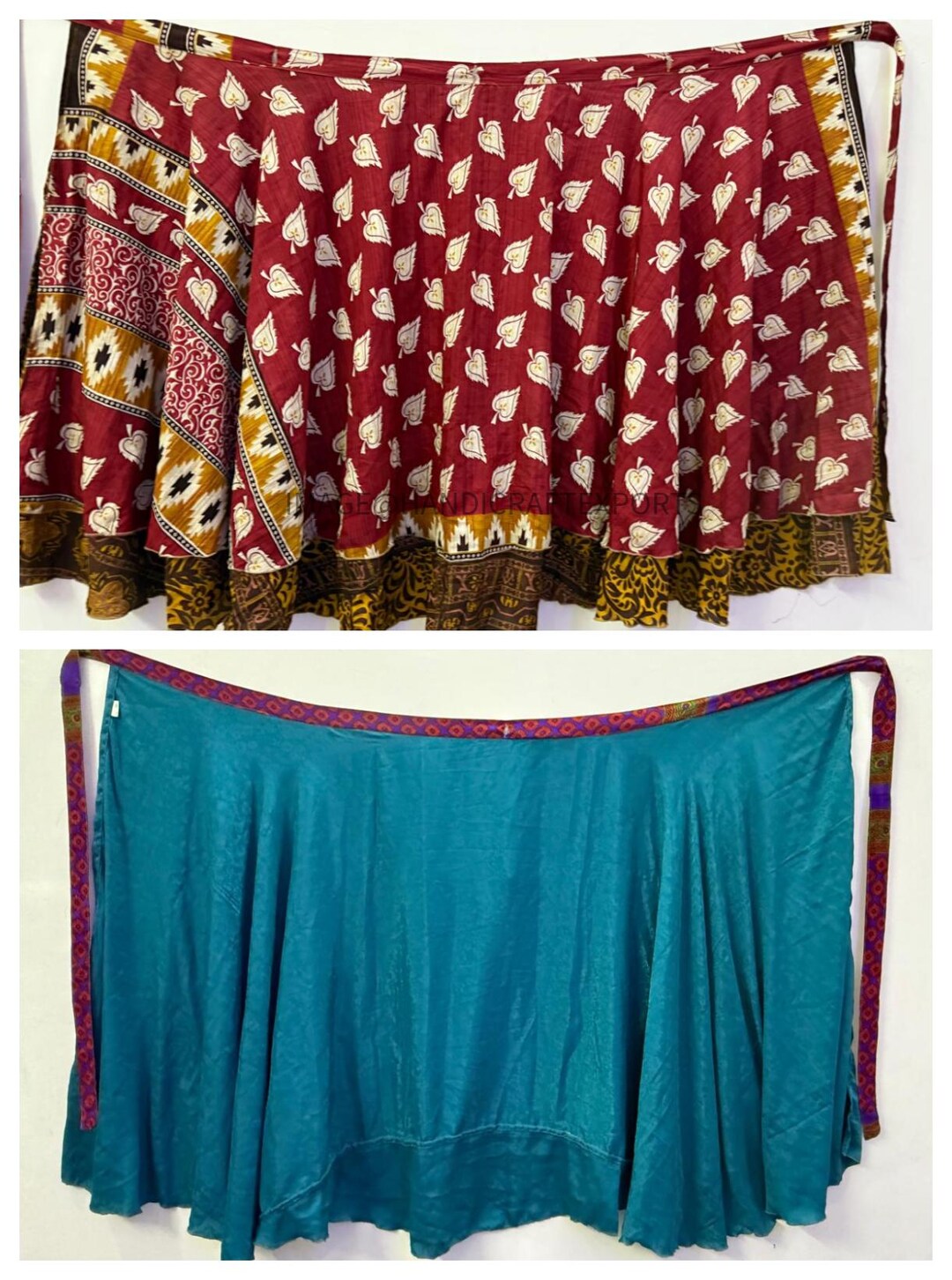 20 Pc Lot Indian Vintage Silk Skirt Wrap Skirt Orient Hippie Gypsy ...
