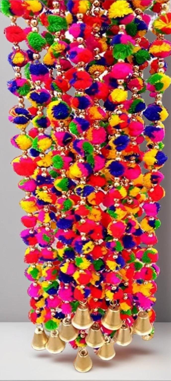 Garland, Christmas Tree Bell String, Wedding Party Backdrops Decor, Pom ...