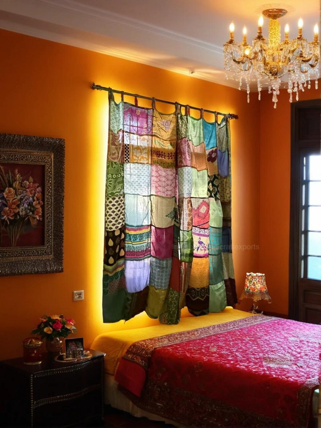 Bohemian Recycled Sari Curtain – Handcrafted Eco-friendly Window Drapes ...