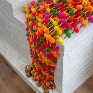 Festival Decorative String Party Decorative Cotton Pom Pom Multicolour ...
