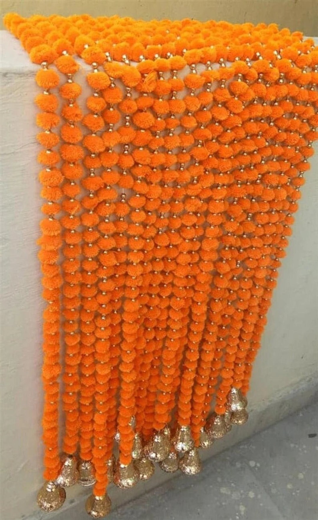 Multicolour Pom Pom String Indian Decor Pom Pom Bells Strings Garland ...