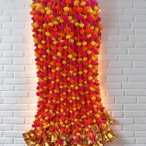 Festival Decorative String Party Decorative Cotton Pom Pom Multicolour ...