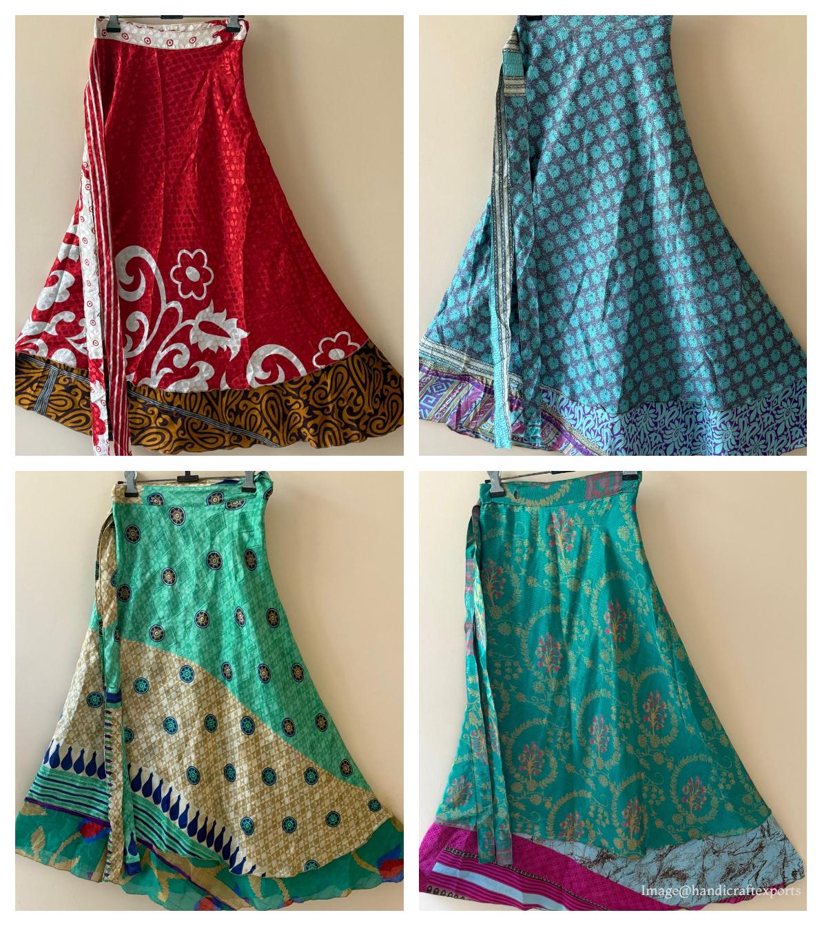 Indian Old Sari Silk Long Skirt Wrap Skirts Wholesale Lot of Maxi Skirt ...