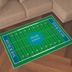 Football Field Area Rug With Your Team Logo, American Football Fans ...