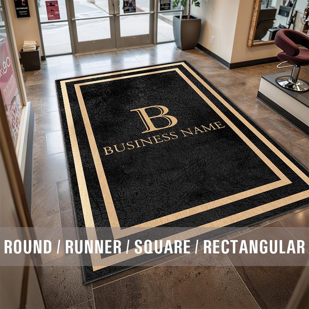 Business Name Monogram Indoor Rug Your Design Entryway Entry Custom ...