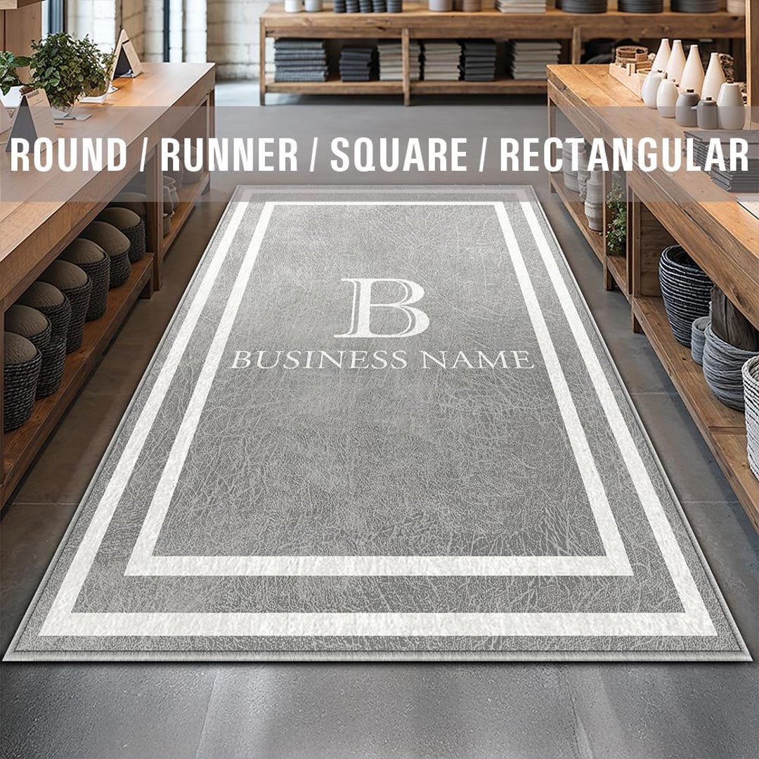 Business Name Monogram Indoor Rug Your Design Entryway Entry Custom ...
