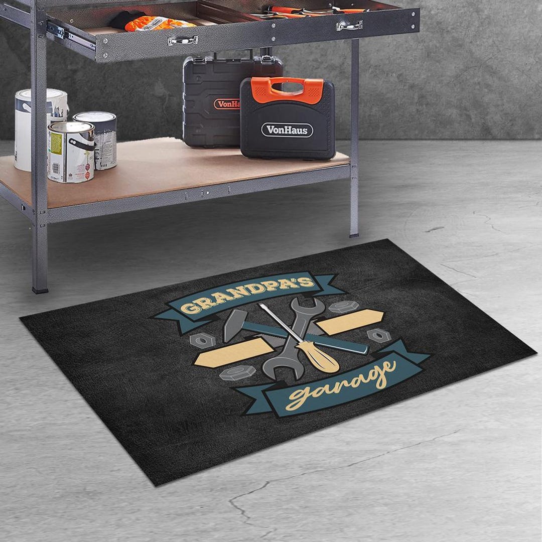 Personalized Garage Mat, Workshop Mat, Man Cave Doormat, Father's Day ...