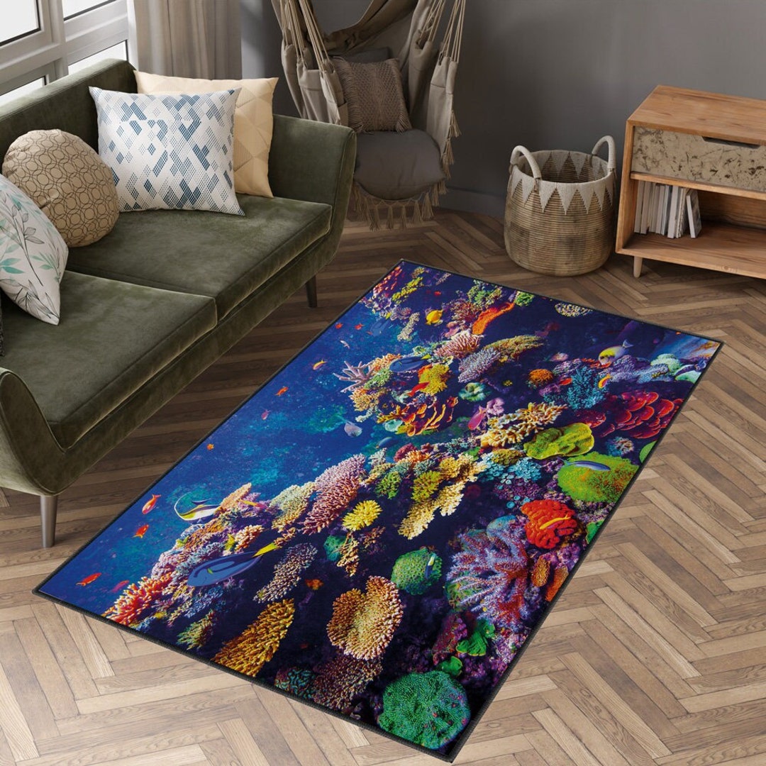 Aquarium Area Rug, Fish Tank Ocean Sea Underwater World Decor, Gift for ...