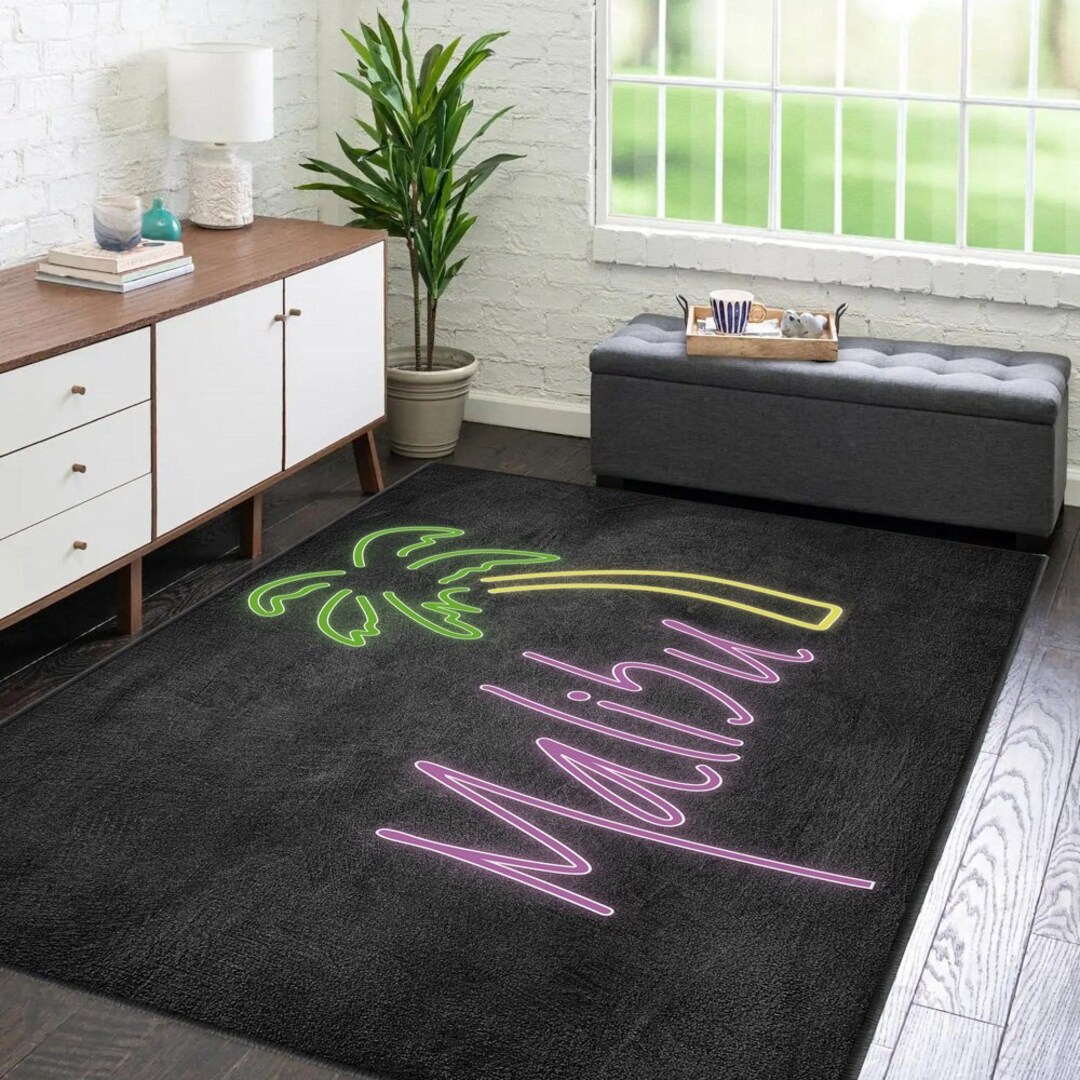 Malibu Night Club Rug Neon Sign Decor Area Rug Gift for - Etsy