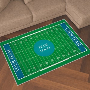 Football Field Area Rug With Your Team Logo, American Football Fans ...