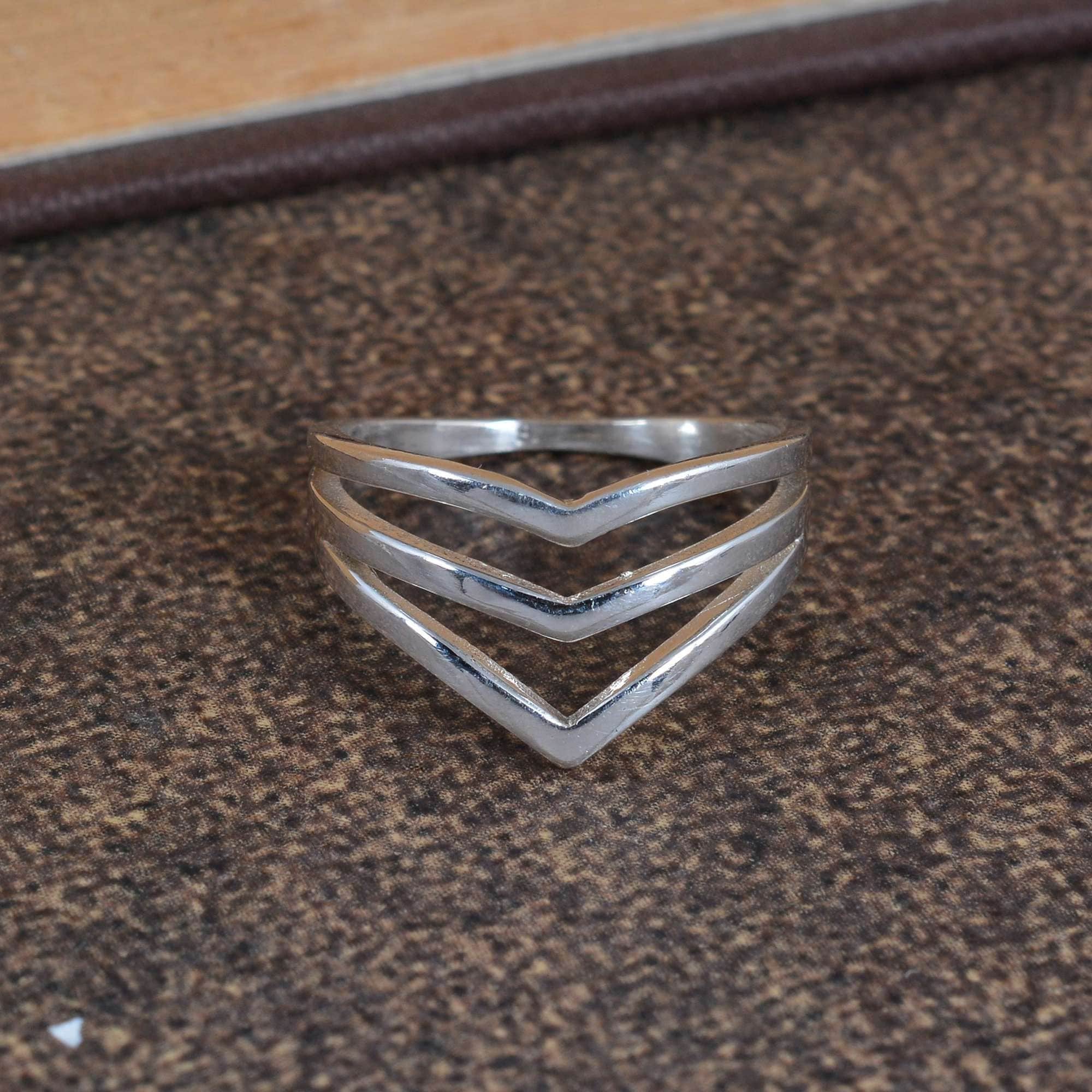 925 Sterling Silver Chevron Ring Boho Stacking Ring Chevron - Etsy