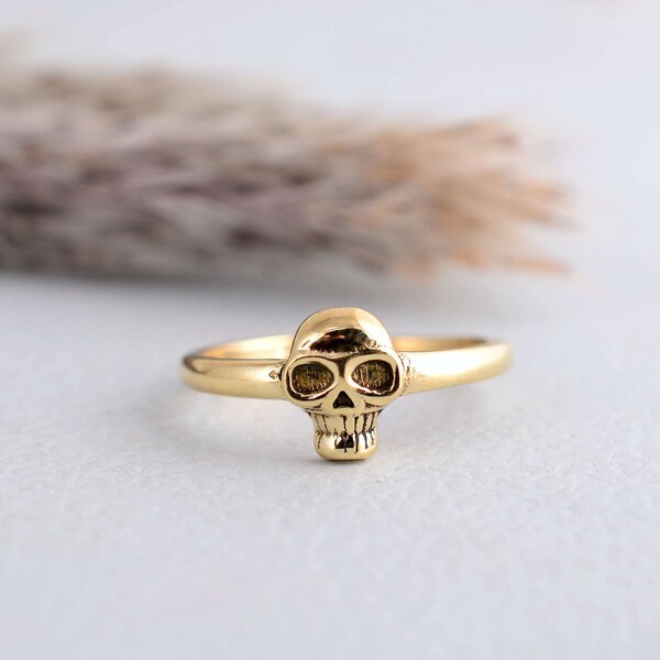 Skull Ring Gold - Etsy