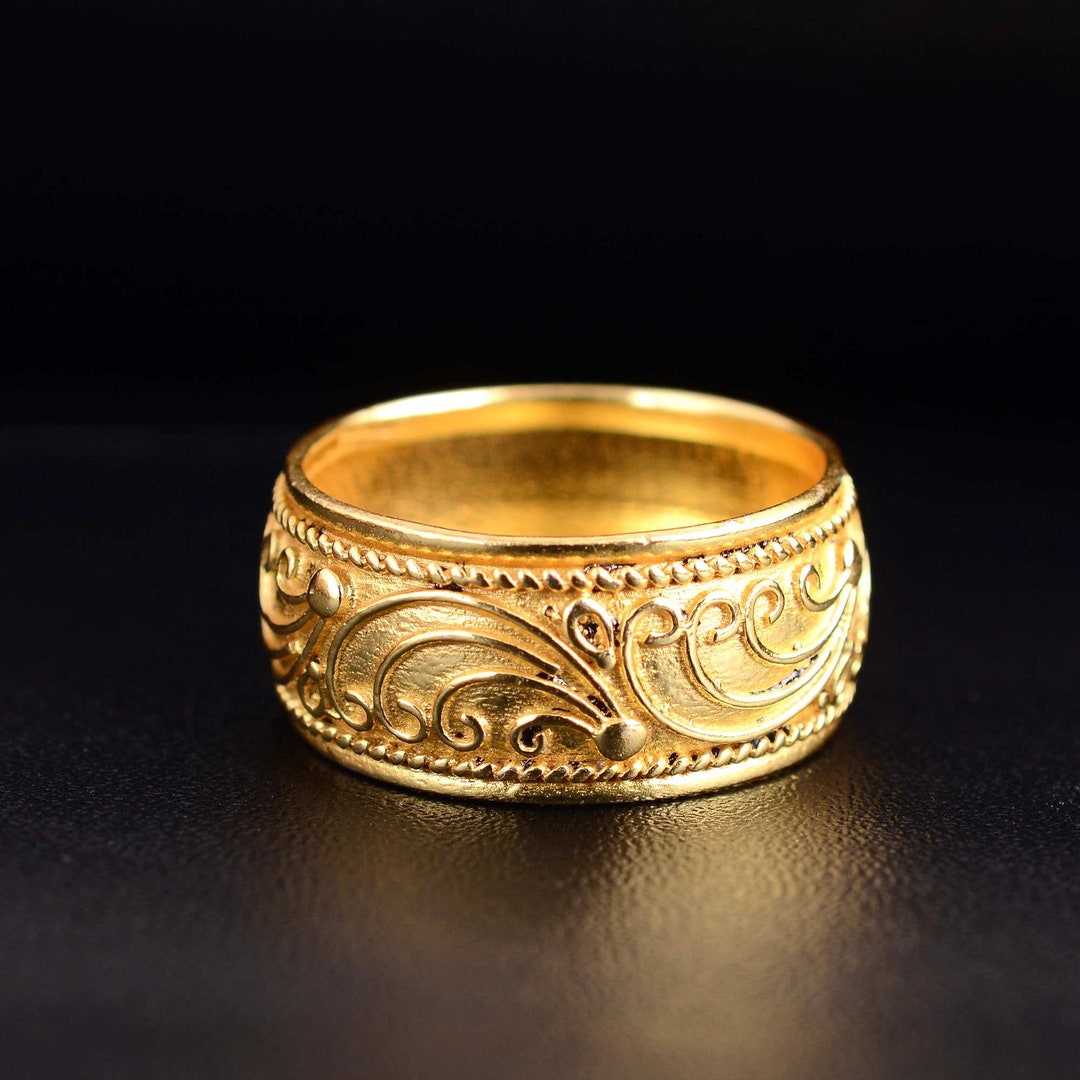 Gold Band Ring, Couple Band, Thick Gold Ring, Wide Band Gold Ring ...