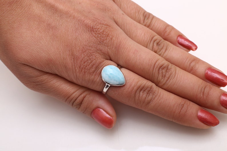 A Larimar Ring Larimar Stone Ring Genuine Larimar Ring - Etsy