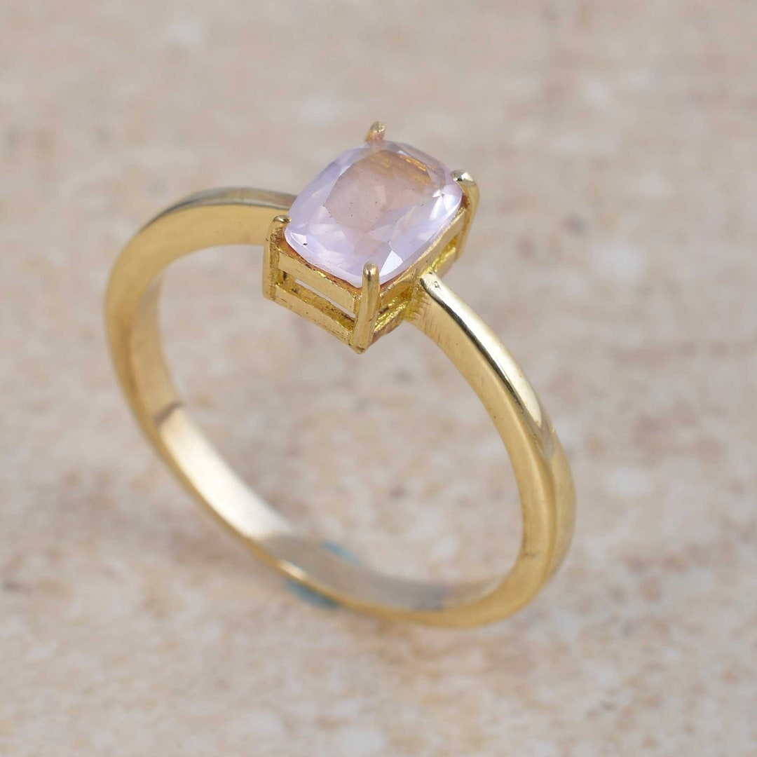 Rosenquarz Ring, Edelstein Ring, Messing Ring, 925 Silber Ring ...