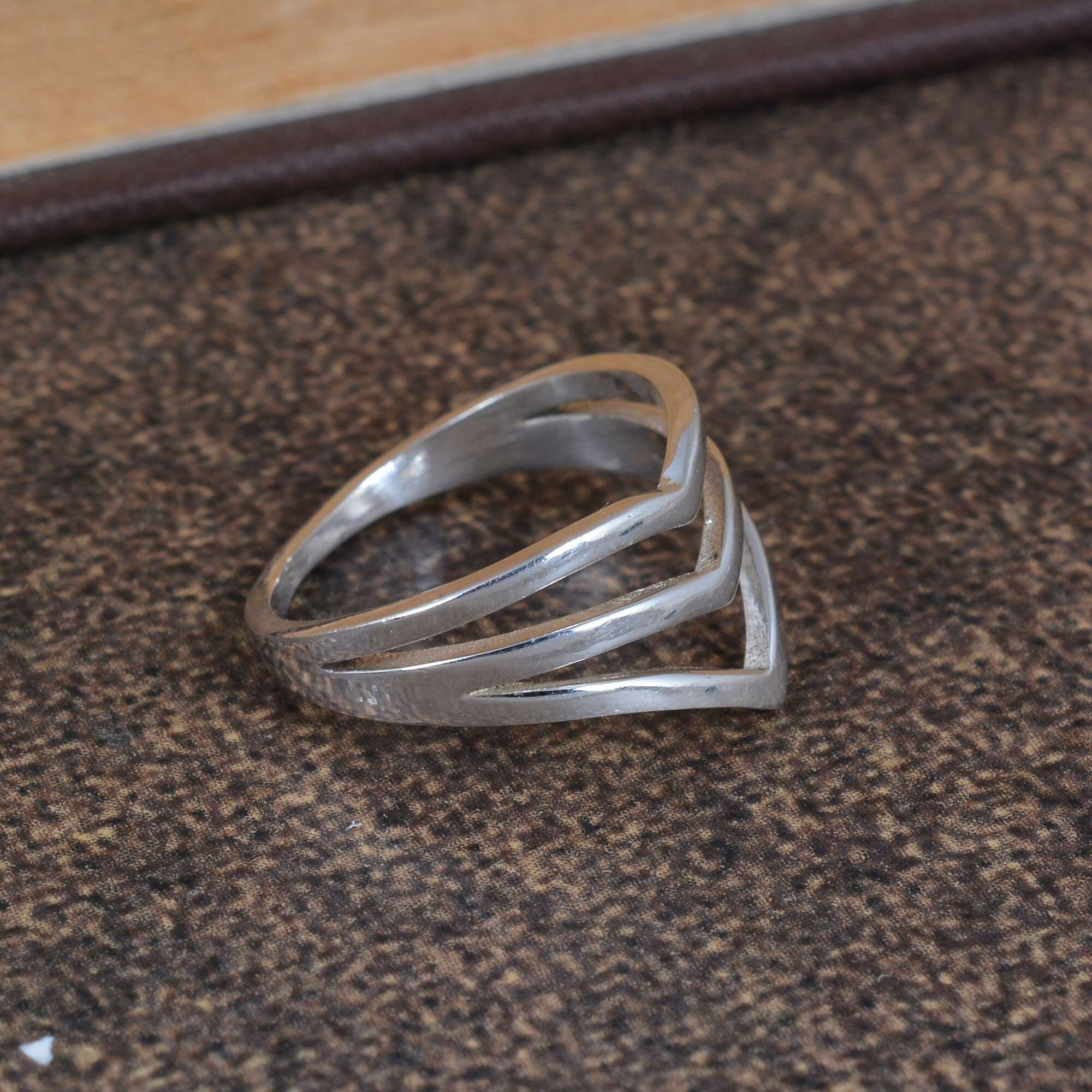 925 Sterling Silver Chevron Ring Boho Stacking Ring Chevron - Etsy