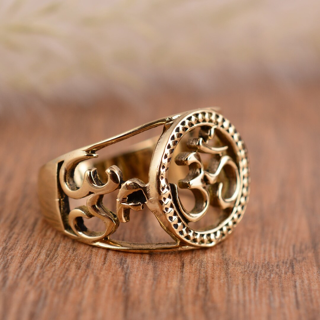 Om Ring, Brass Ring, Ohm Ring, Designer Om Ring, Gift for Her, Dainty ...