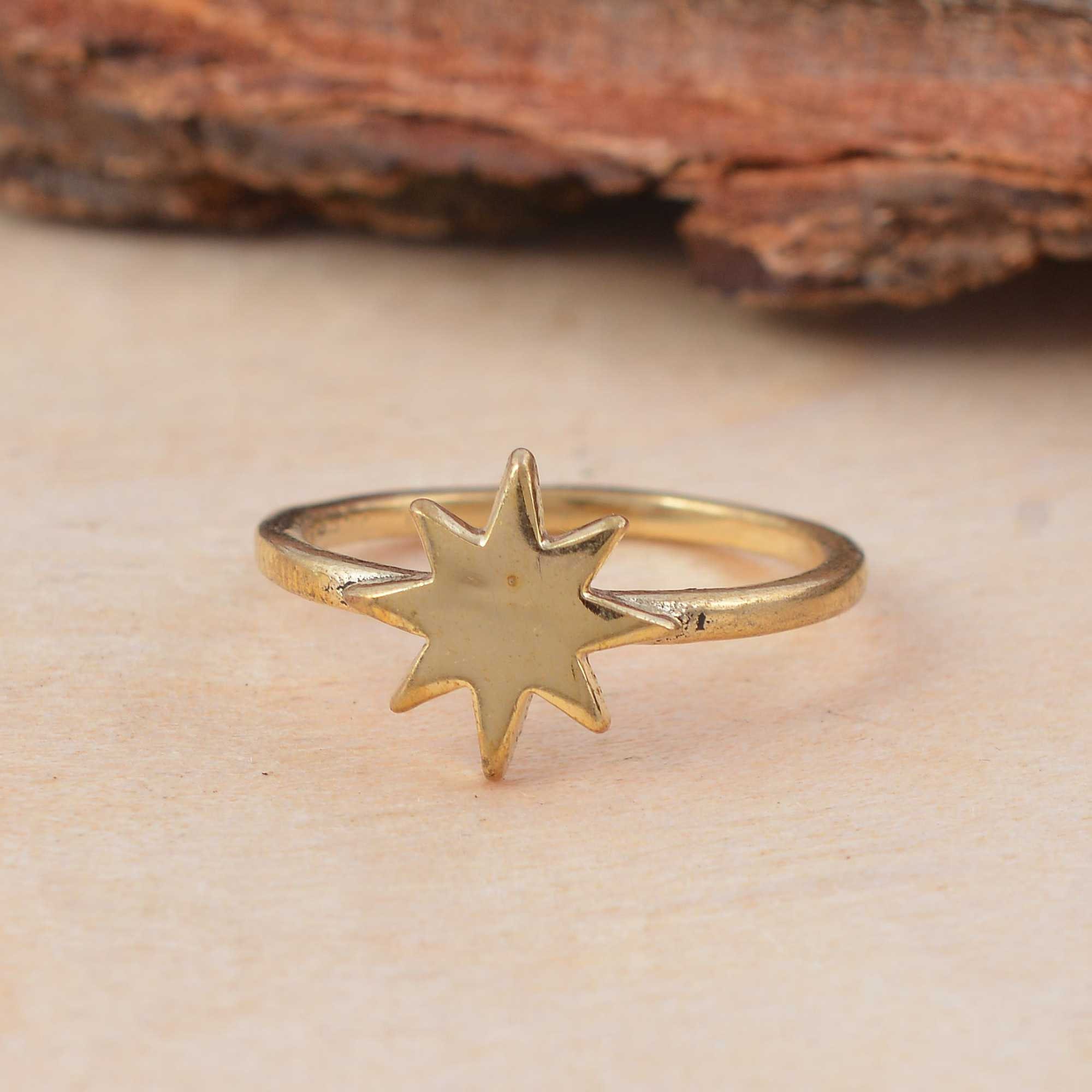 Sun ring in brass full sun ring metal brass ring sun rays | Etsy