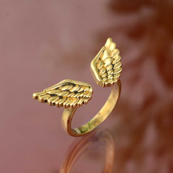 Gold Angel Wing Ring - Etsy