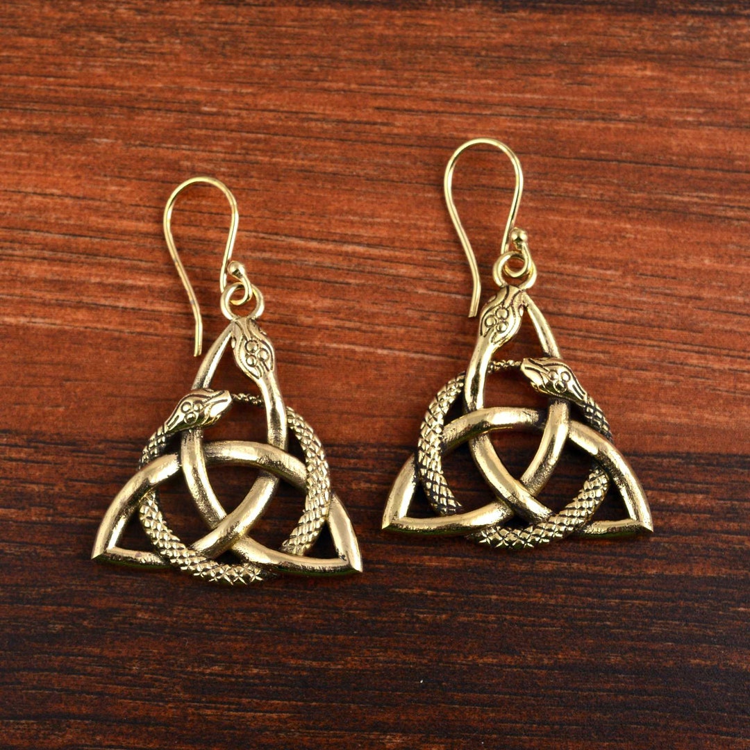 Pair of Snake Celtic Trinity Knot Earring - Etsy