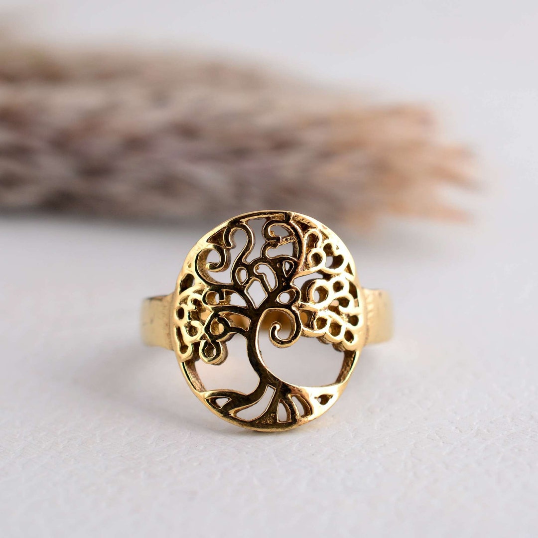Tree of Life Ring, Gold Tree Ring, Celtic Ring, Yoga Ring, Brass Tree ...