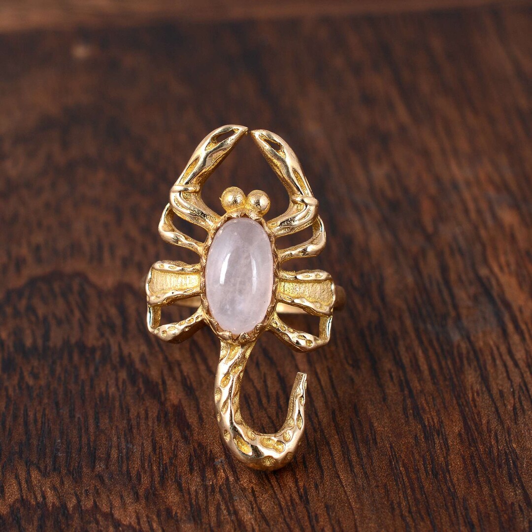 Scorpion Ring, Natural Rose Quartz Ring, Unisex Scorpion Ring, Boho ...
