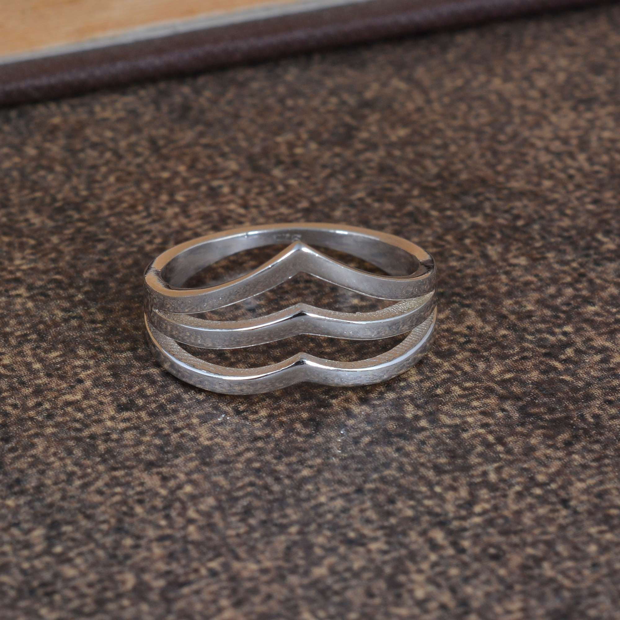 925 Sterling Silver Chevron Ring Boho Stacking Ring Chevron - Etsy