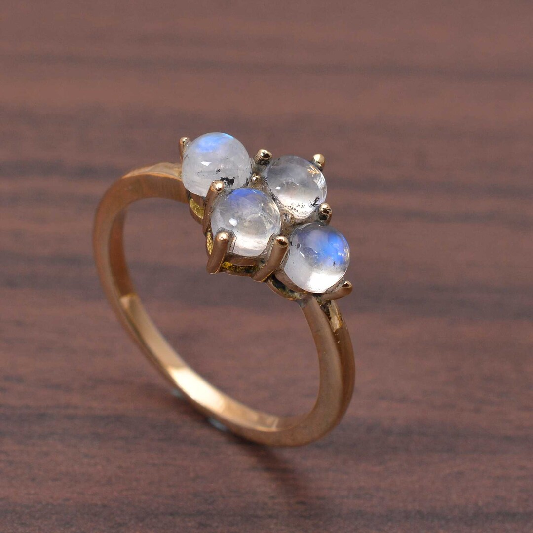 Moonstone Ring, Gemstone Ring, Minimalist Ring, 18k Gold Ring, Rainbow ...