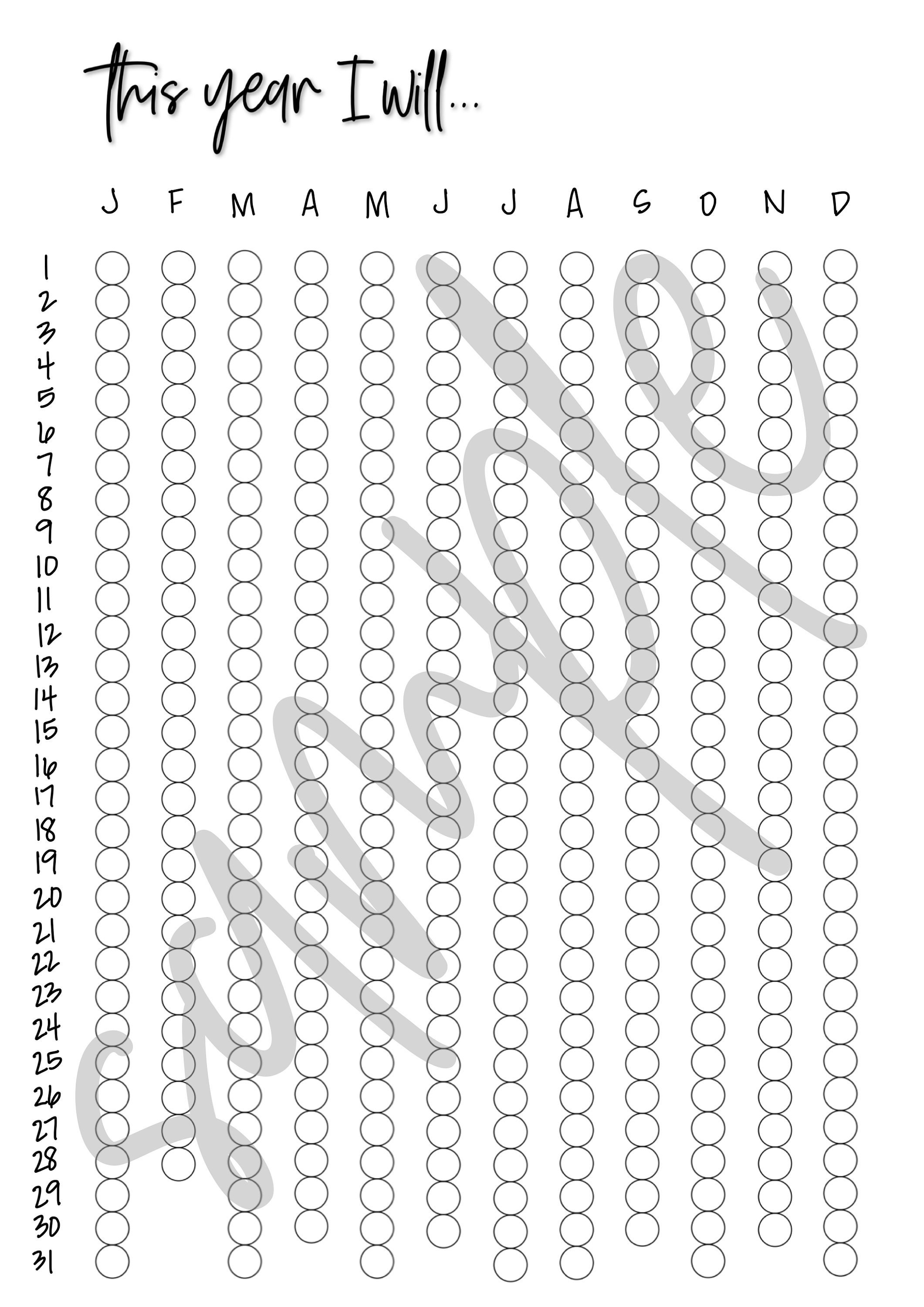 Single Habit Tracker Circles Instant Download Digital - Etsy