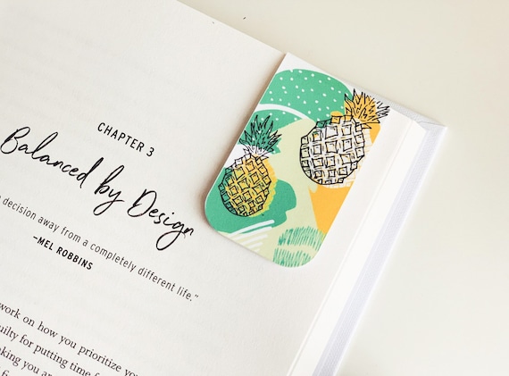 Pineapple Magnetic Bookmark Laminated Book Lover - Etsy