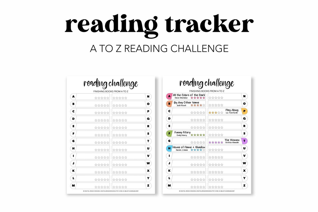 A to Z Book Tracker, Instant Download, Alphabet Reading Challenge ...