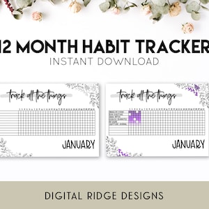 12 Month Habit Tracker | Instant Download | Digital Planner - Etsy