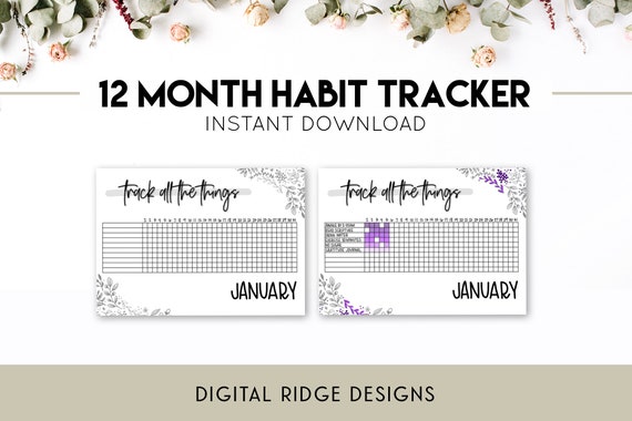 12 Month Habit Tracker Instant Download Digital Planner | Etsy