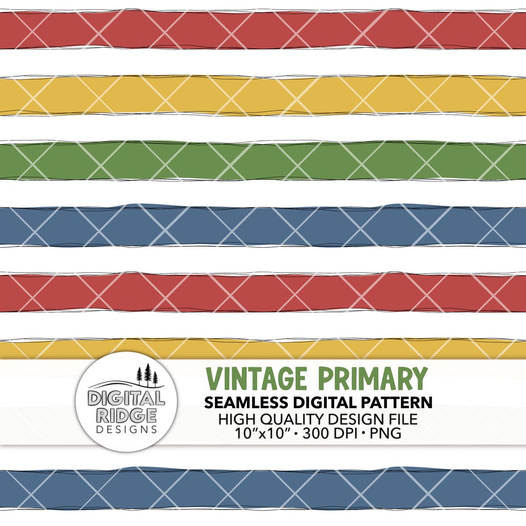 Vintage Primary Colors Stripes Hand-drawn Seamless Pattern File, 300 ...