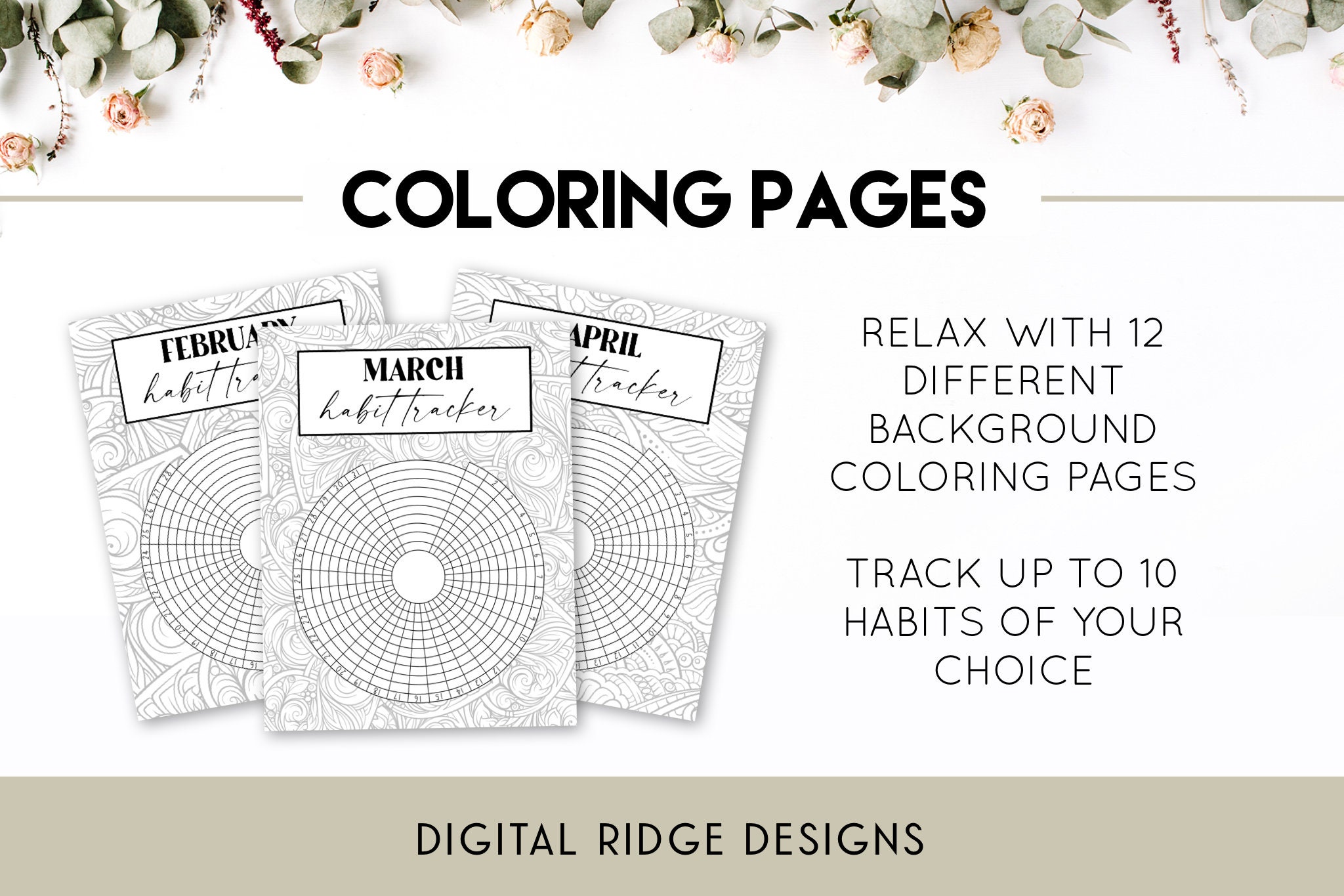 12 Month Circle Habit Tracker Zentangle Coloring Book | Etsy