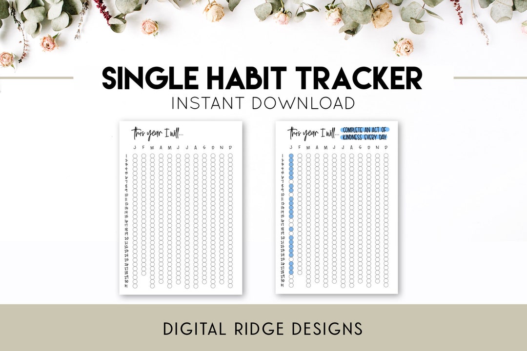 Single Habit Tracker | Circles | Instant Download | Digital Planner - Etsy