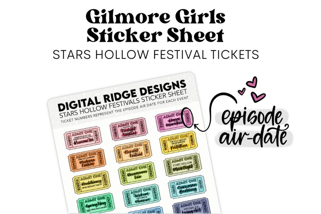 Gilmore Girls Festival 5x7" Sticker Sheet, Vinyl Sticker Sheet, Decal ...