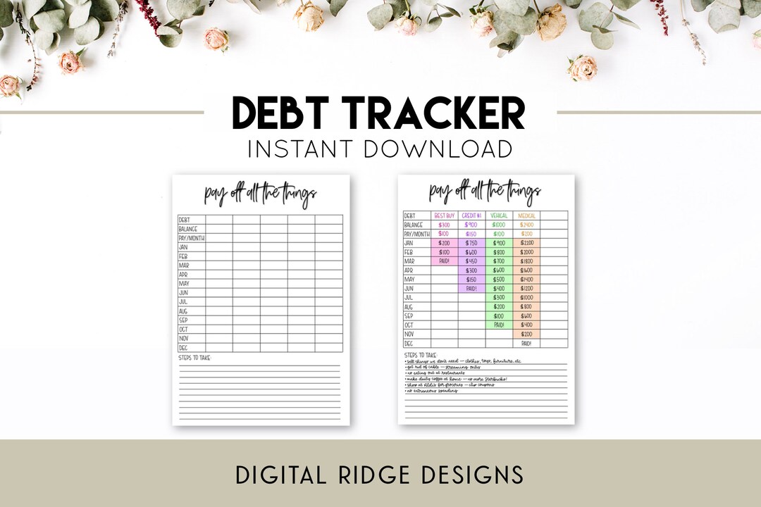 Debt Tracker | Instant Download | Planner | Debt Free Plan - Etsy
