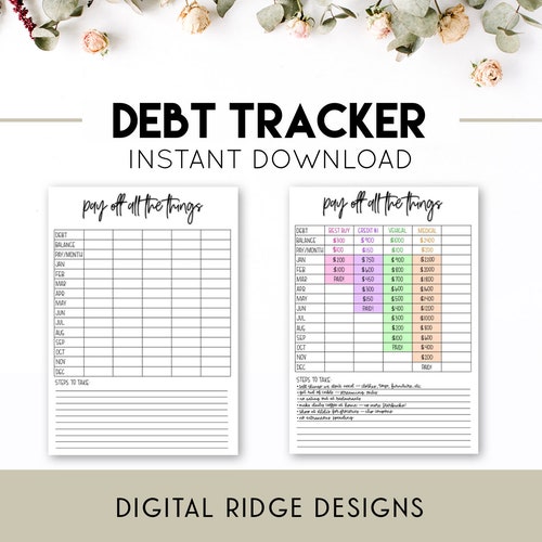 Debt Tracker Digital Download Paper Calendars & Planners etna.com.pe