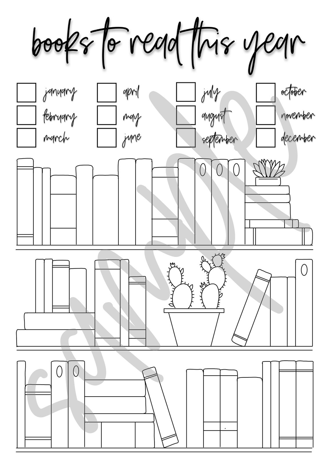 Yearly Book Tracker | Instant Download | Book Lover | Goodreads ...