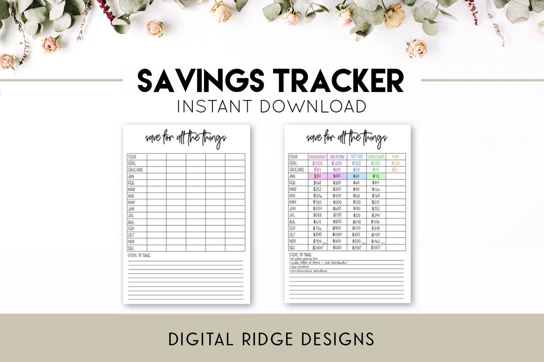 Saving Tracker | Instant Download | Financial Goal Setting - Etsy