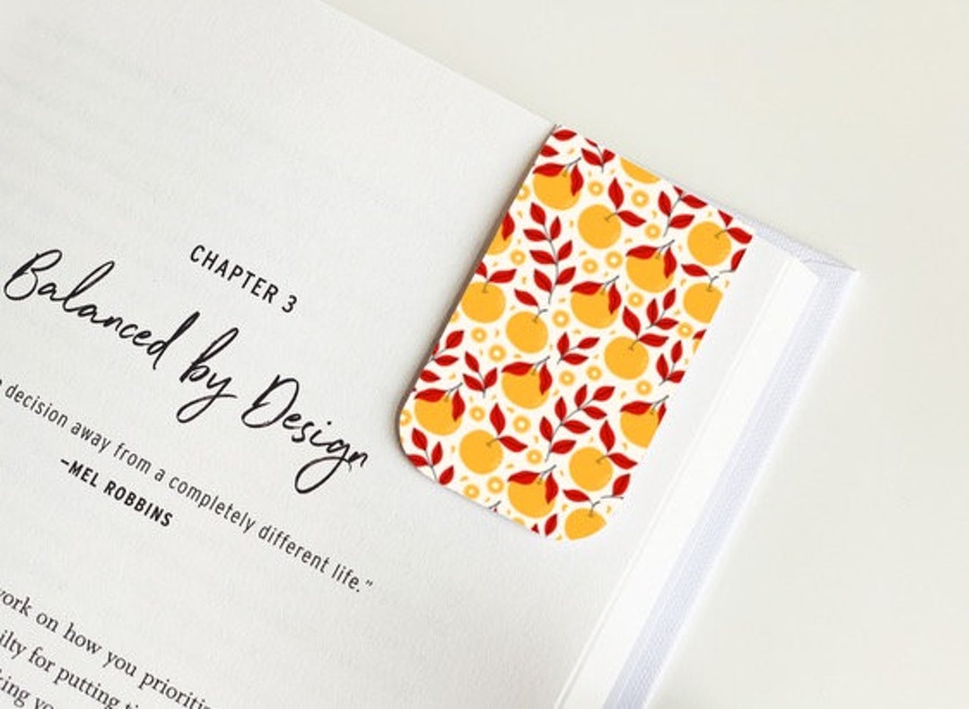 Bright Oranges Bookmark, Laminated Bookmark, Magnetic Bookmark, Book ...