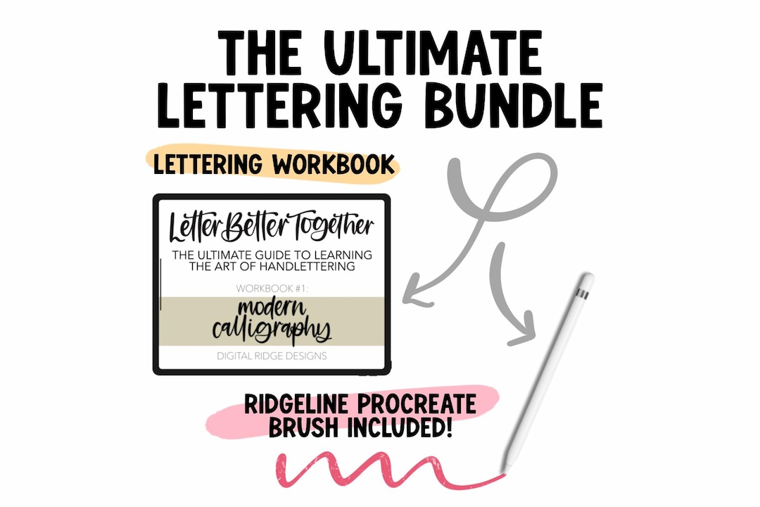 The Ultimate Lettering Bundle Procreate Brush Included Digital Download ...