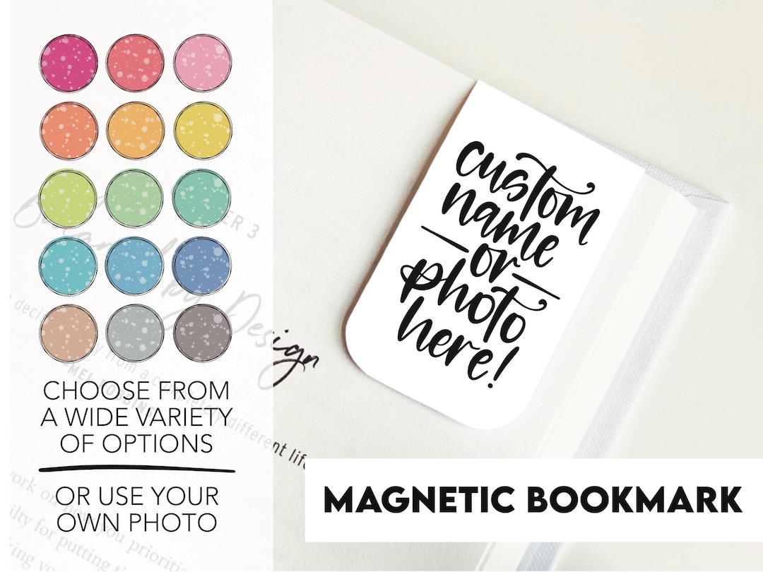 Custom Magnetic Bookmark, Hand-lettered Name Bookmark, Photo Bookmark ...