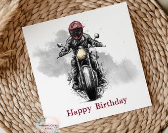 BIKER Birthday Card-personalised-birthday Card for Biker-male Birthday ...