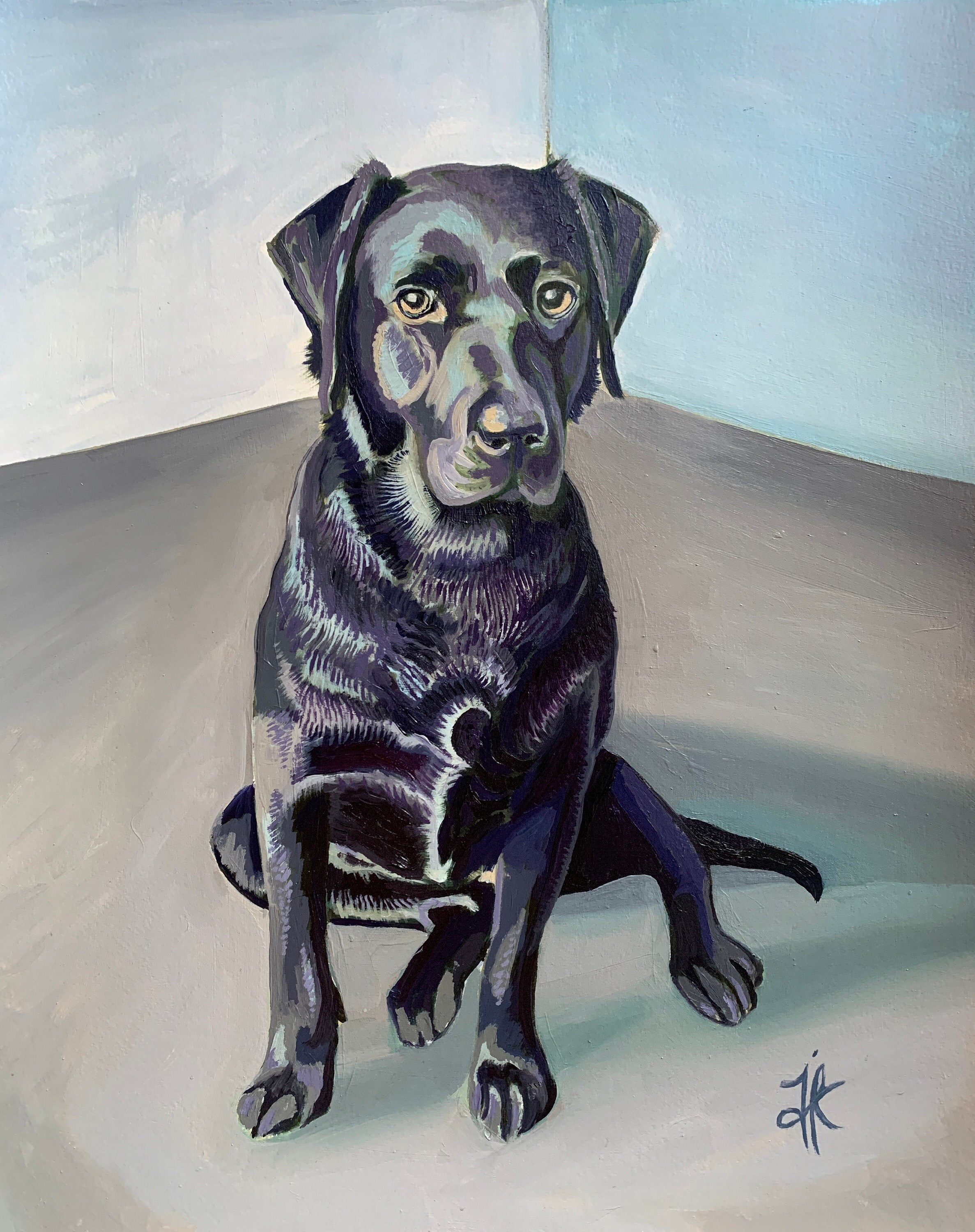 Black Lab Portrait Painting