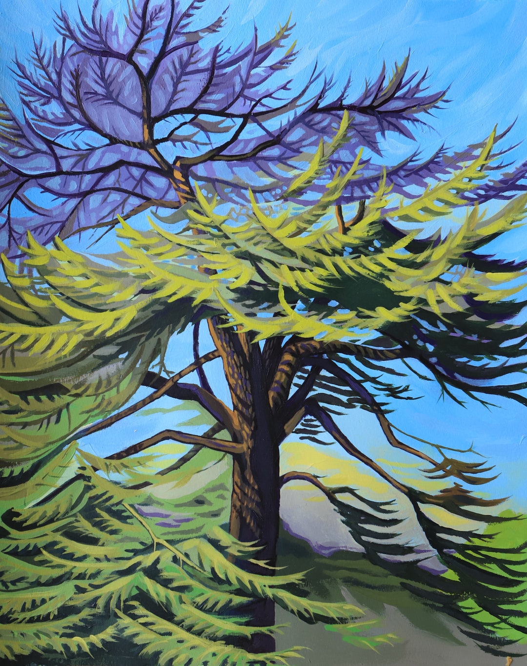 CEDAR TREE - Original Acrylic and Oil Painting - Etsy