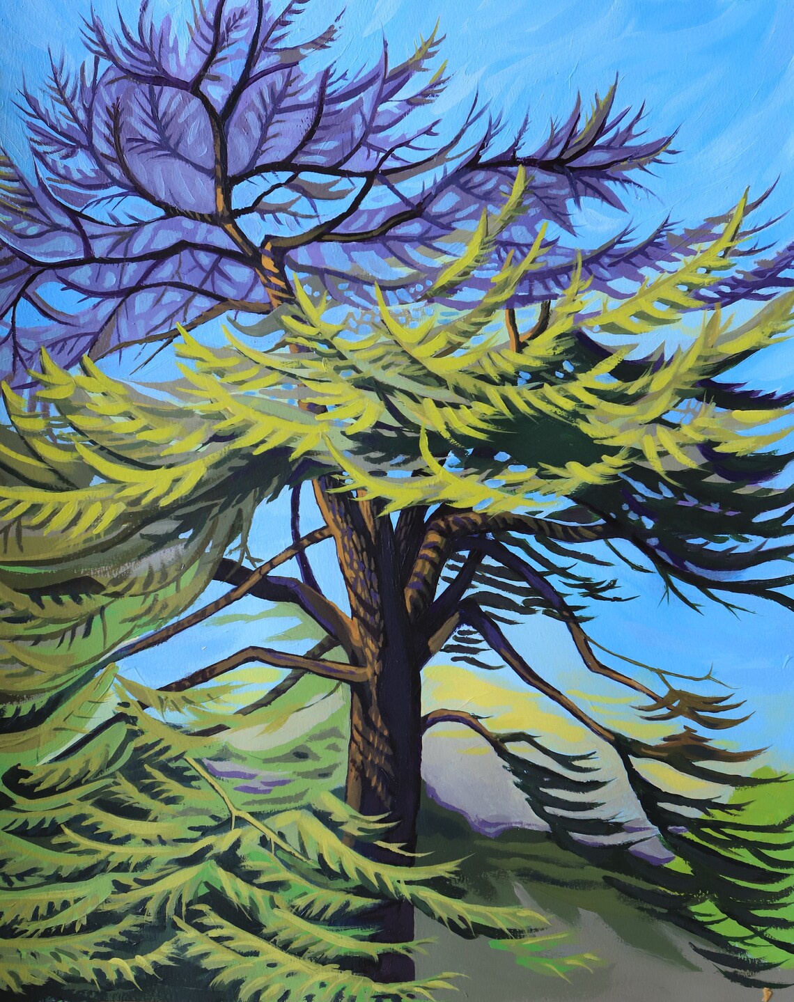 CEDAR TREE - Original Acrylic and Oil Painting - Etsy