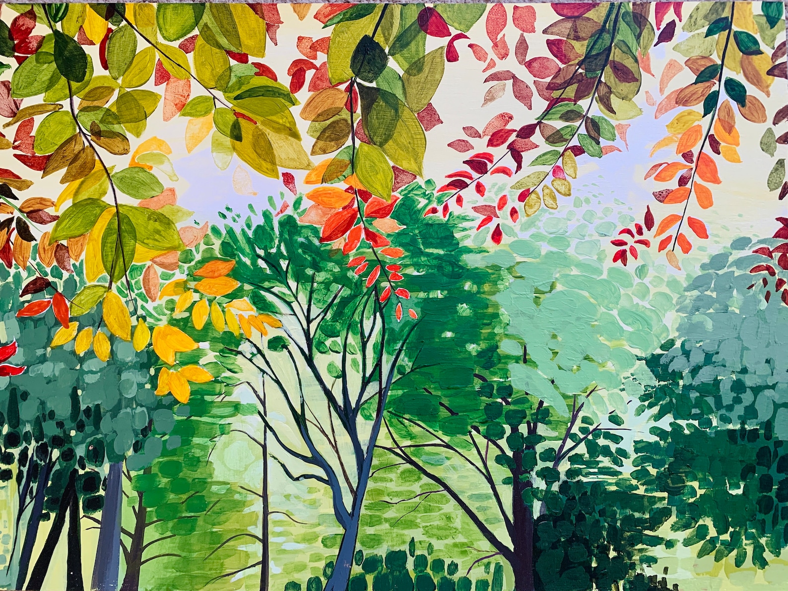 A3 Size - HORNIMAN GARDENS Copper Beech Tree - Original Acrylic ...