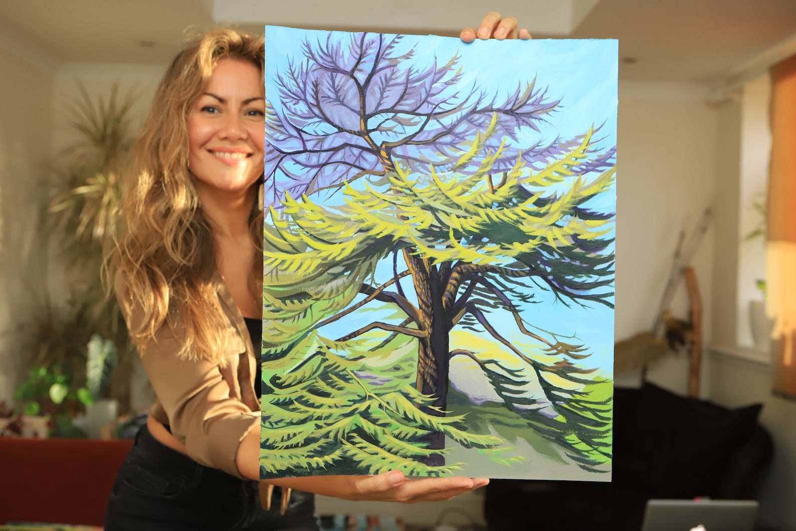 CEDAR TREE - Original Acrylic and Oil Painting - Etsy